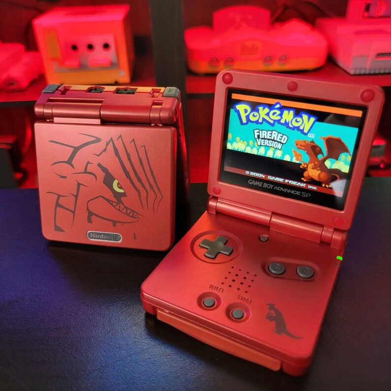Red Nintendo Game Boy Advance GBA SP Ips V2 and USB-C Mod- Groudon - Etsy