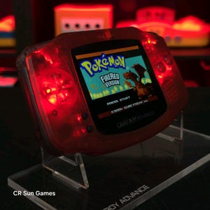 Clear Red Game Boy Advance GBA Ips V5 LCD USB-C 1800 Mah Rechargeable ...