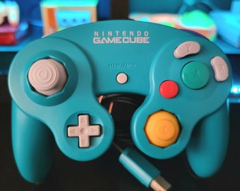 Authentic Official Nintendo Gamecube Controller - Emerald Blue - Tight ...