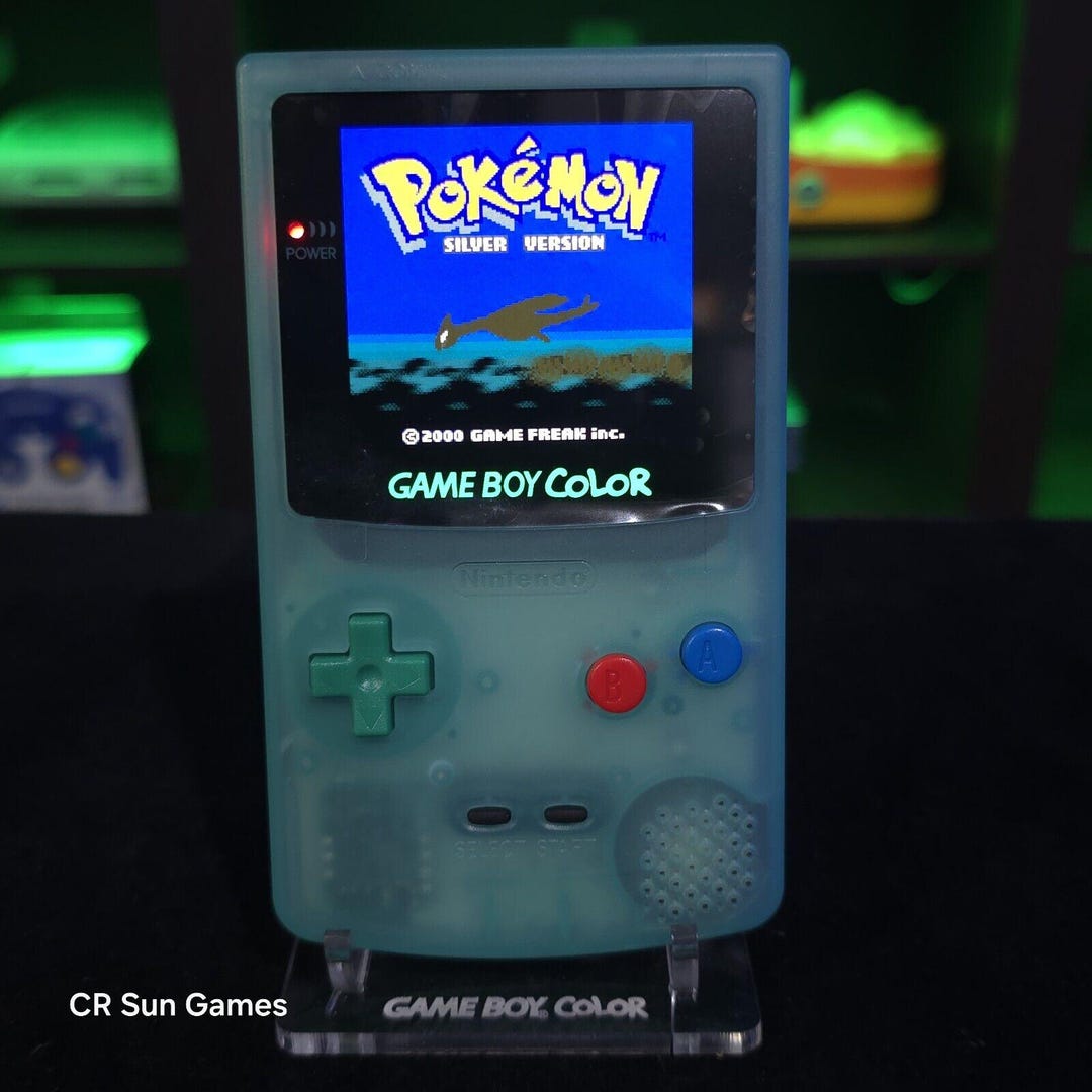 Glow in the Dark Blue Gameboy Color Console OLED Touch Screen GBC Game ...