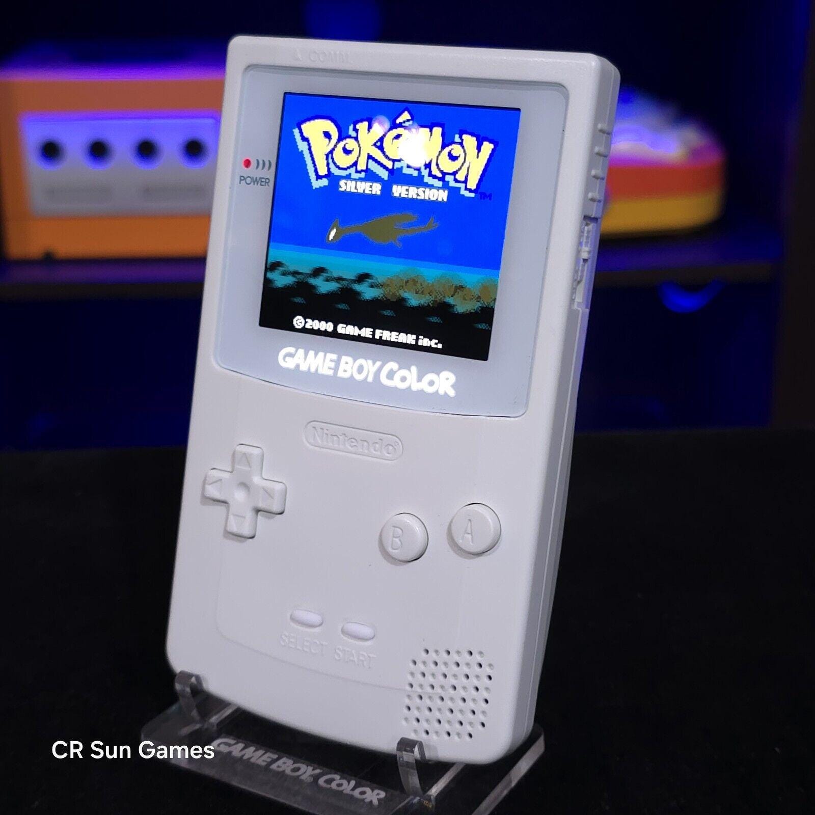White Gameboy Color Console OLED Touch Screen and USB-C Rechargeable ...
