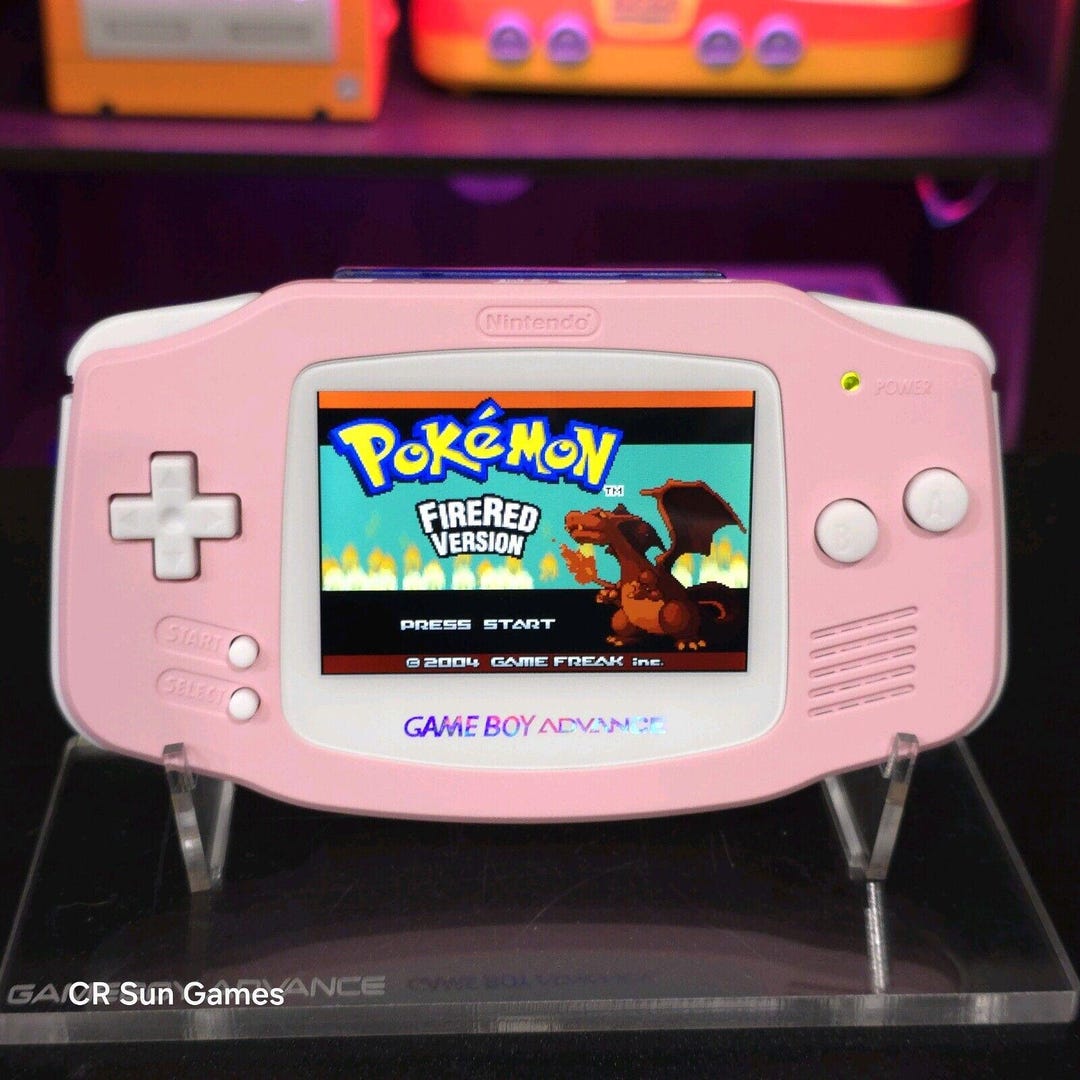 Pink and White Game Boy Advance GBA Console With Ips V5 Backlit LCD MOD ...