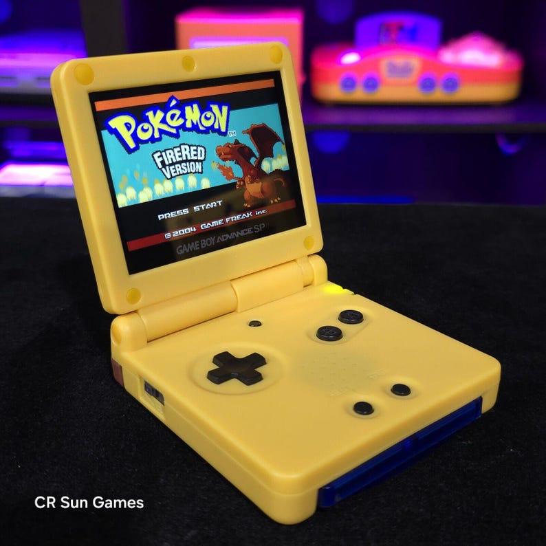 Pikachu Edition Pokemon Yellow Game Boy Advance SP GBA Console With Ips ...
