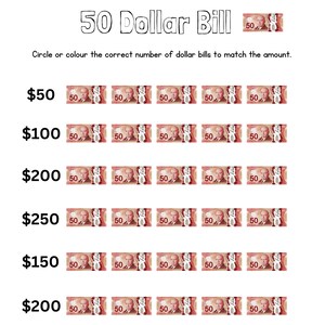 Printing Words for Coins and Bills - Matching the Amount - Canadian ...