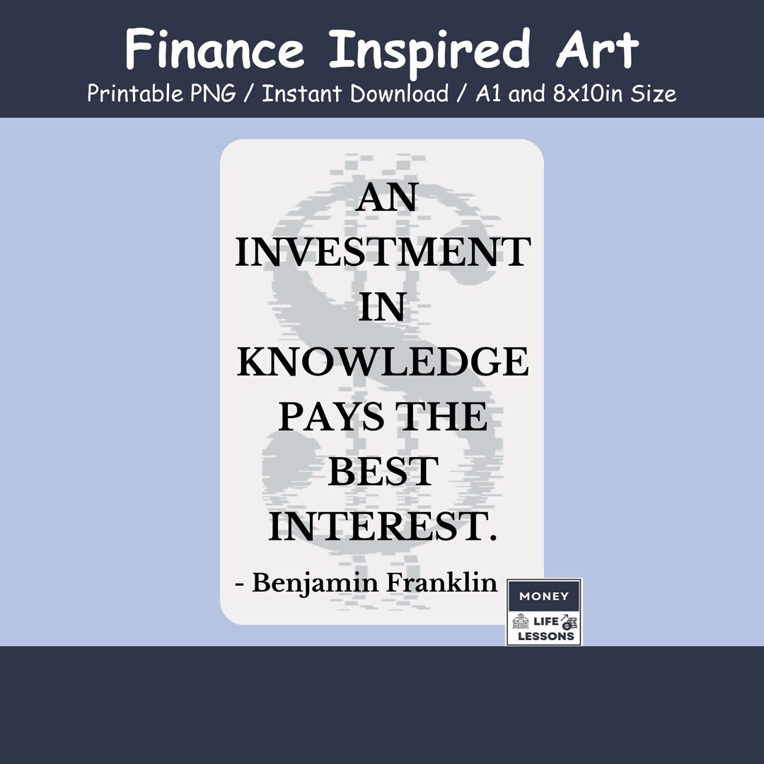 An Investment in Knowledge, Printable Wall Art, Motivational Saying ...
