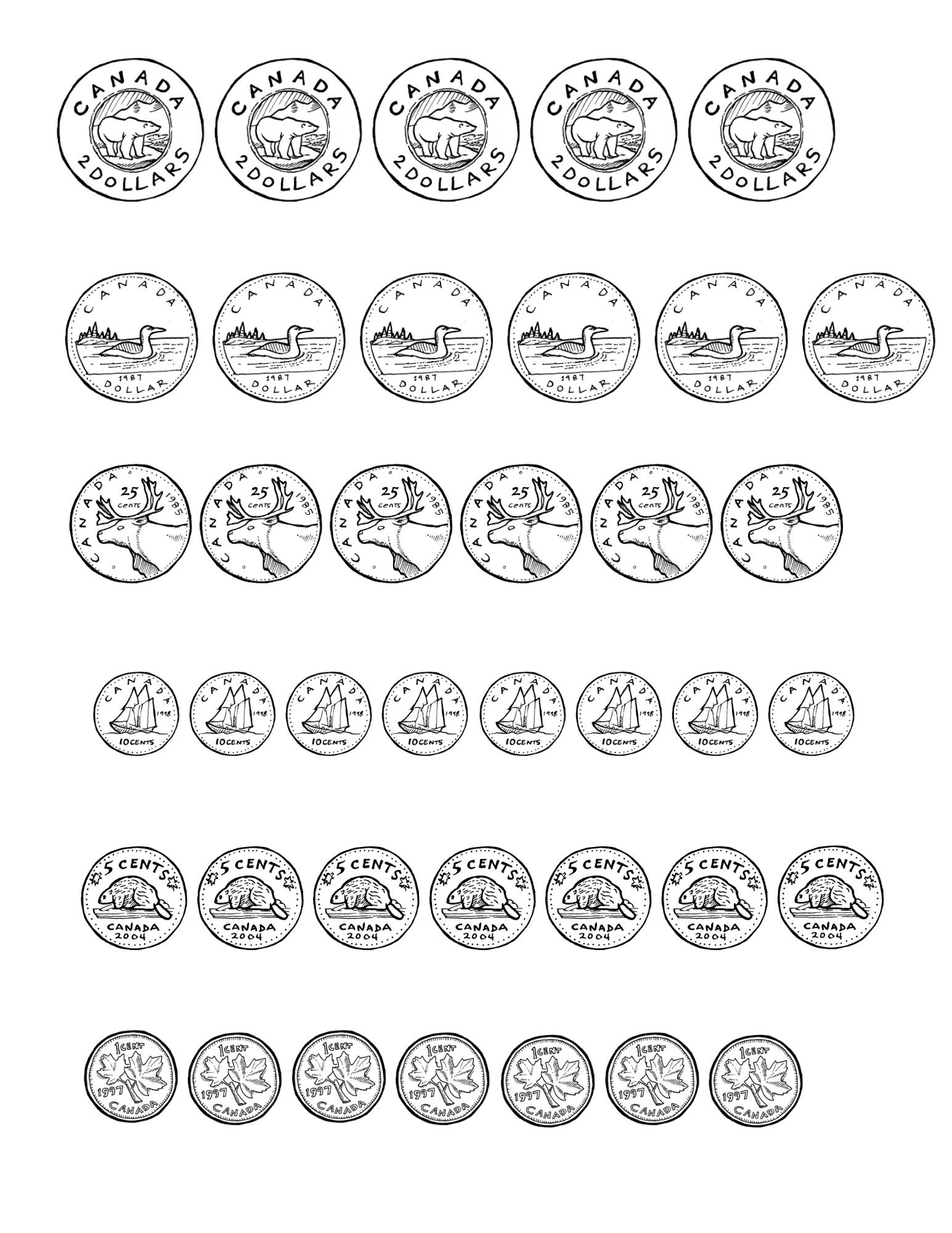 Canadian Realistic Play Money Money Addition Matching Money to Value ...