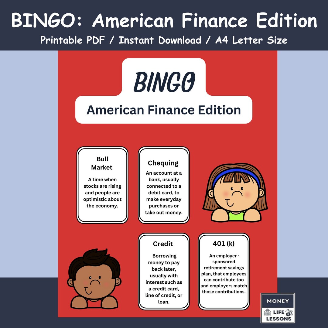 American Finance Bingo Game - Fun to Play for All Ages - Etsy UK