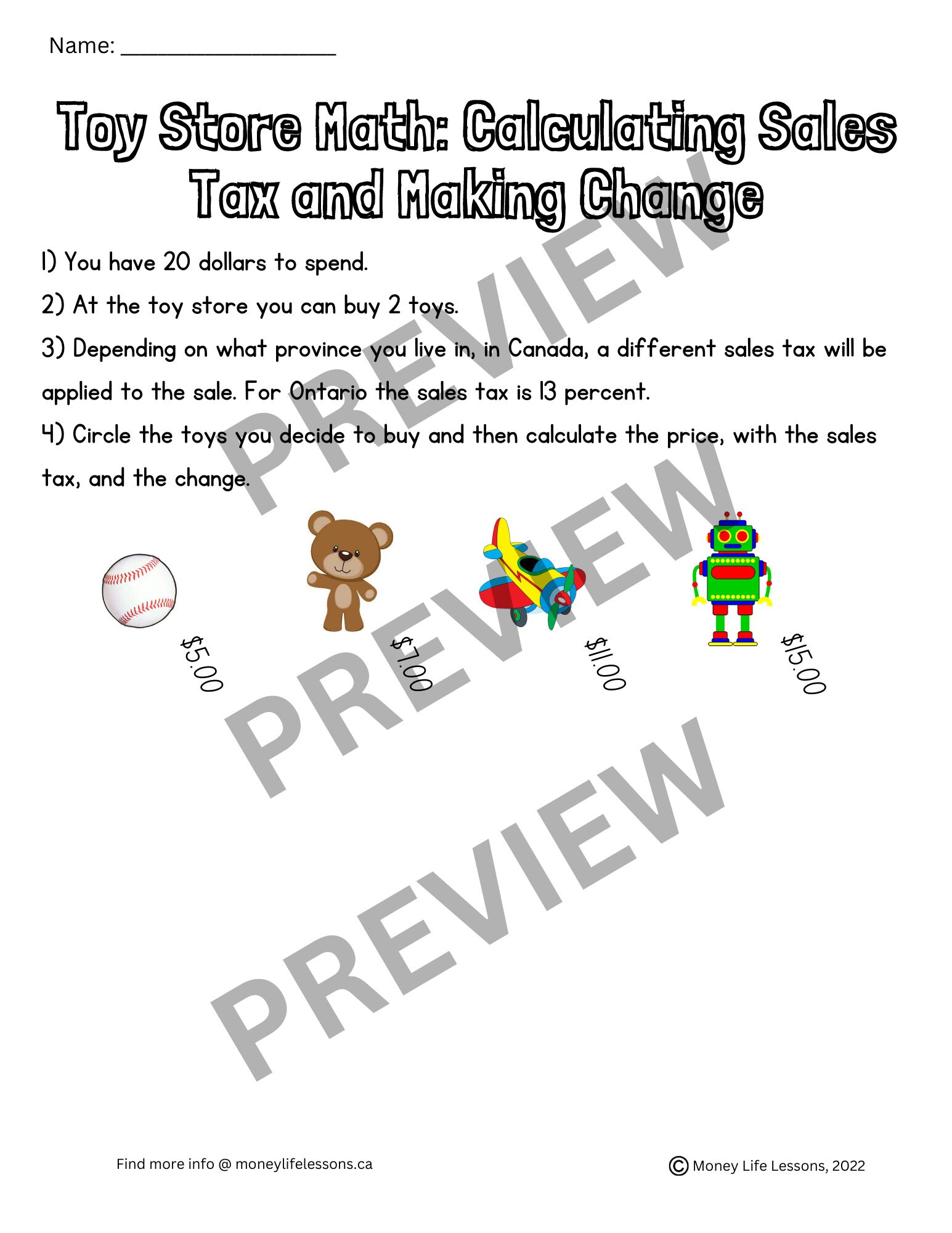 Sales Tax Worksheets