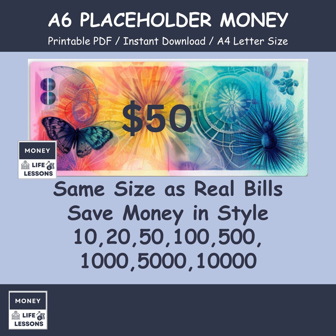 PRINTABLE Money Placeholders for A6 Budget Binders, A6 Cash Envelope ...