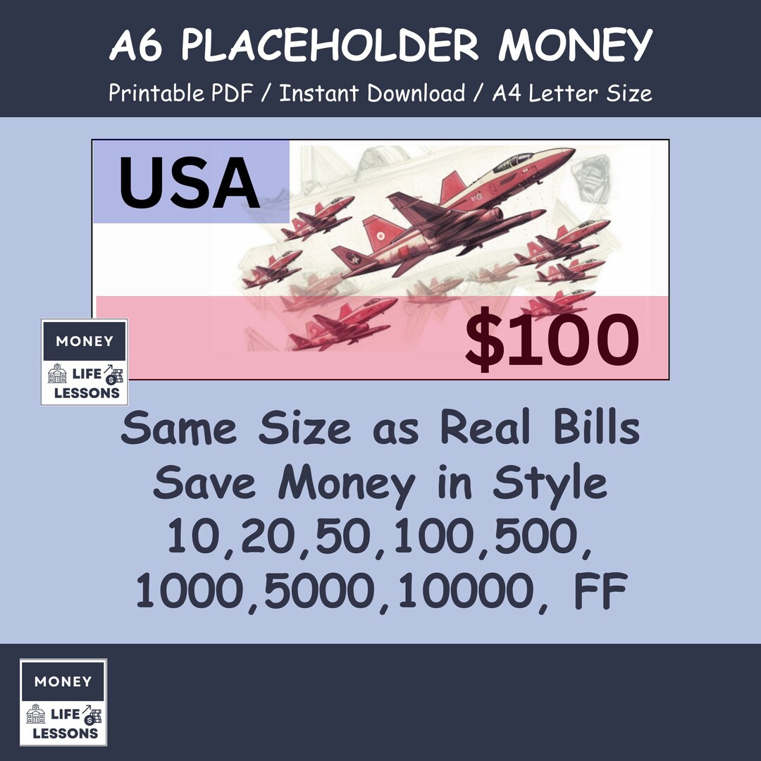 PRINTABLE Money Placeholders for A6 Budget Binders, A6 Cash Envelope ...