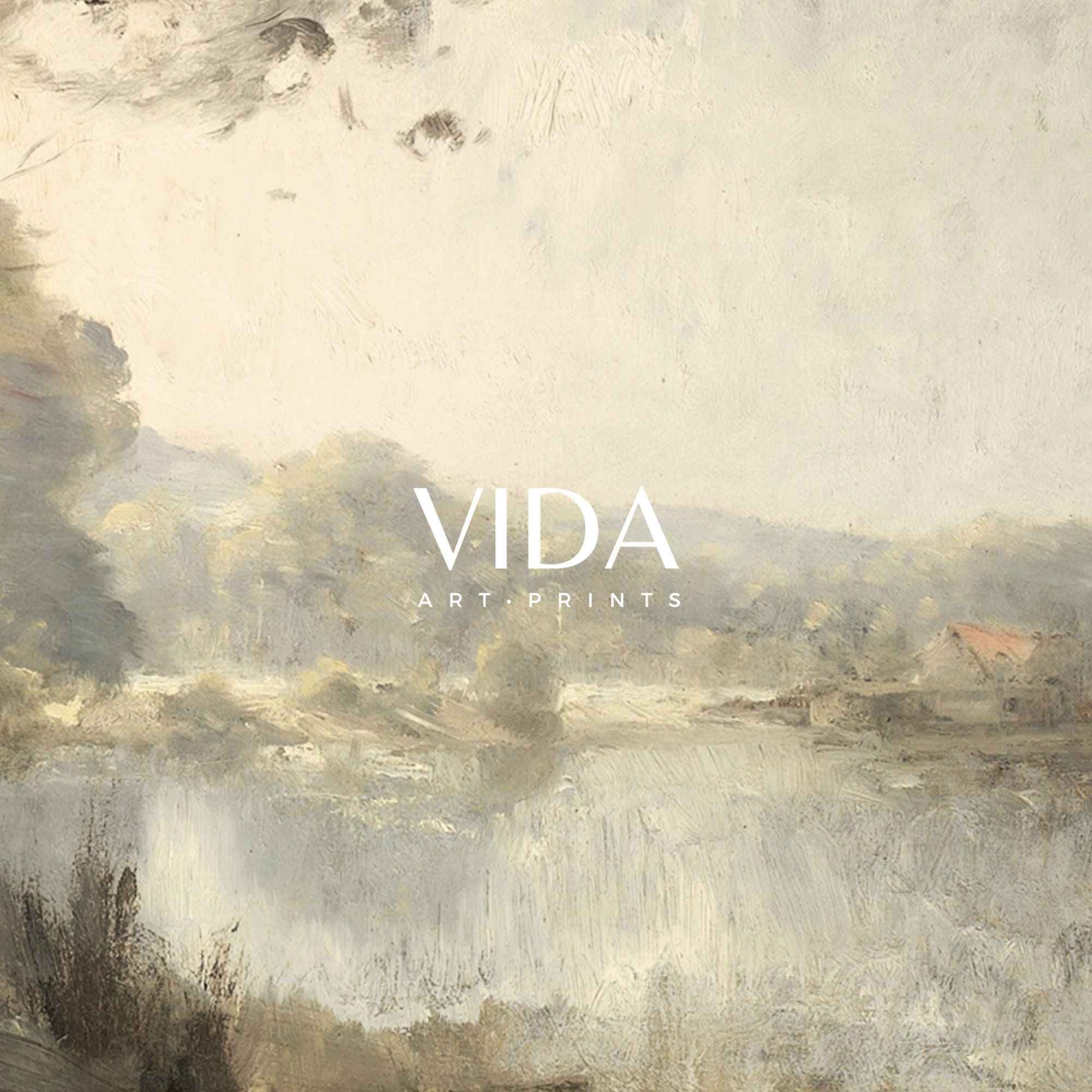 Muted Green Painting Neutral Art Print Neutral Wall Prints Landscape ...