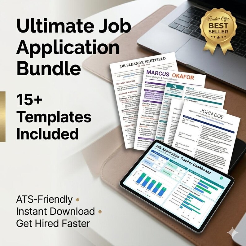 25+ Resume Templates + Job Tracker | ATS Friendly CV Bundle | Cover ...