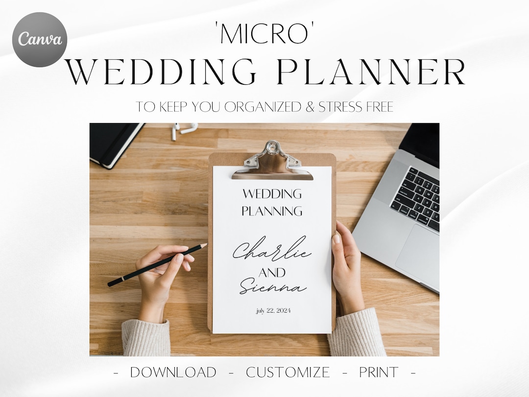 Micro Wedding Planner, Instant Download, Canva Template, Simple Wedding ...