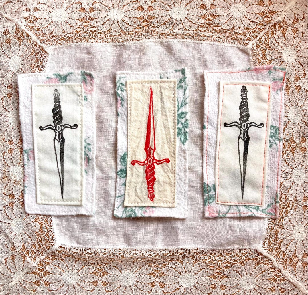 Dagger Patch // Handmade Linocut Block Printed Sew on Sustainable Sword ...
