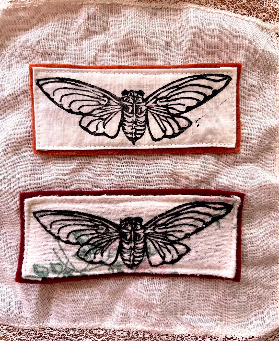 Cicada Printed Patch // Handmade Linocut Block Print Sew on Insect/bug ...