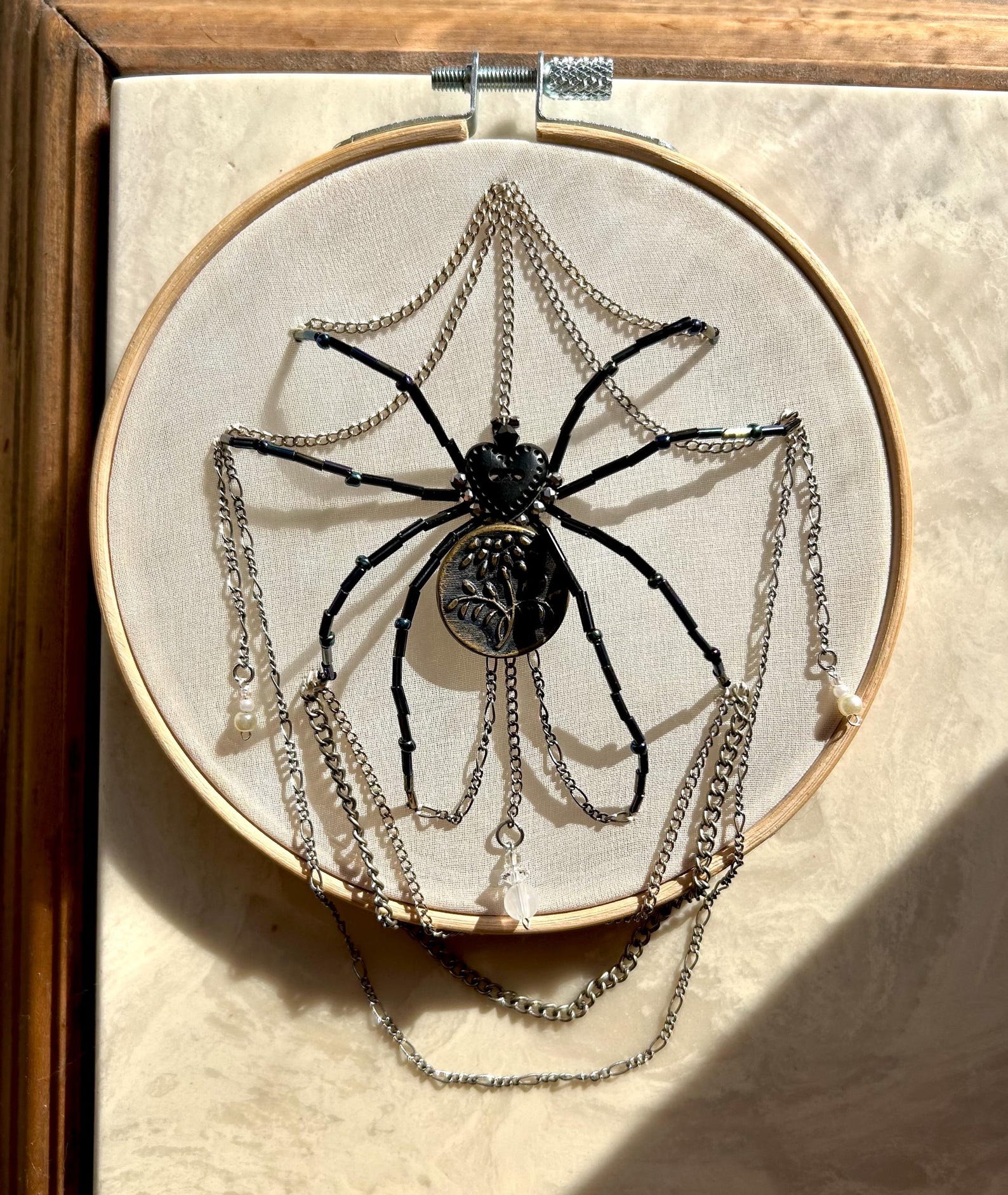 Beaded Spider Embroidery Hoop Original Wall Art Sculpture / Handmade ...