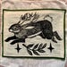 Jackalope With Leaves & Stars Patch//handmade Black Linocut Block Print Sew on Cryptid Green ...