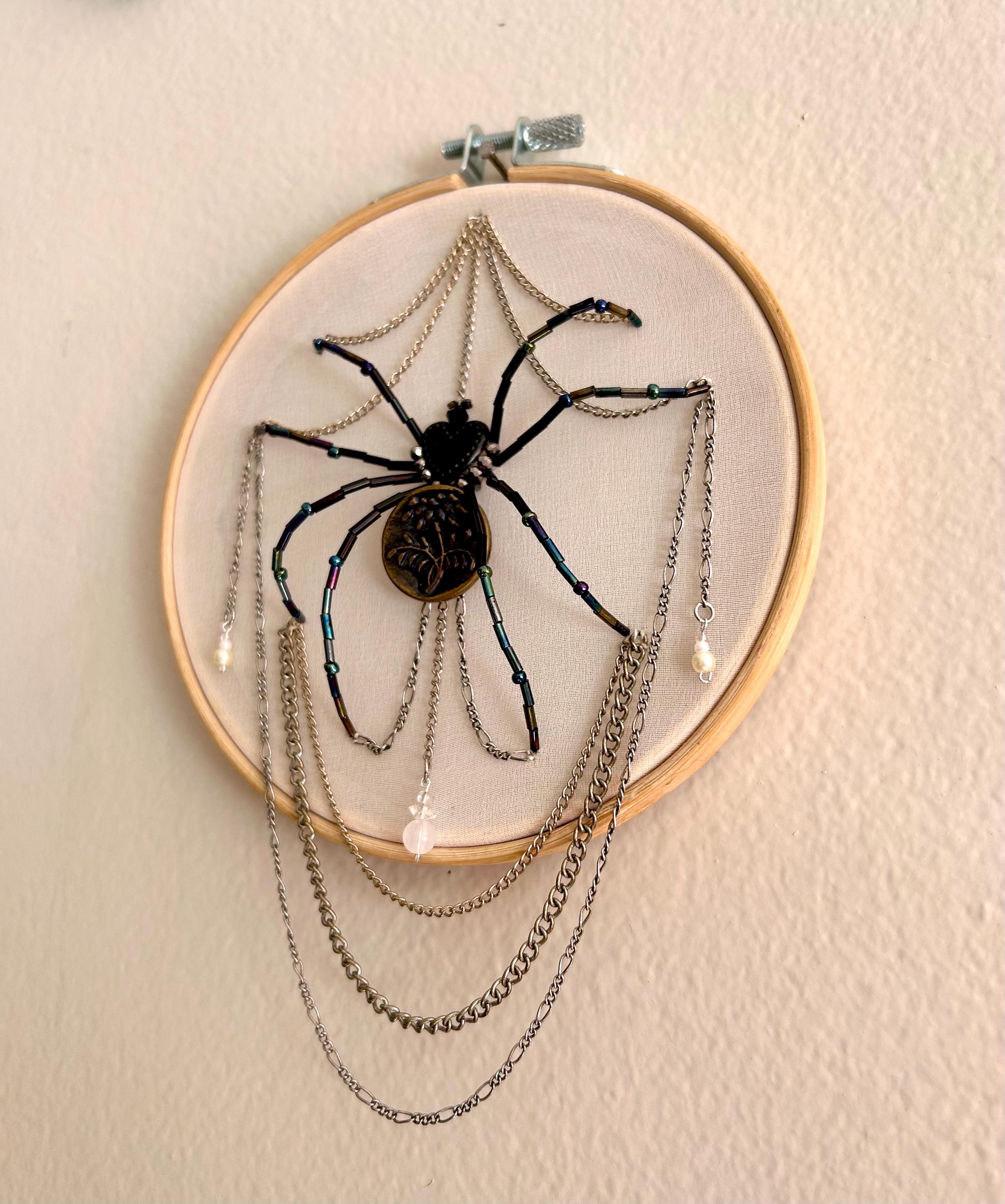 Beaded Spider Embroidery Hoop Original Wall Art Sculpture / Handmade ...