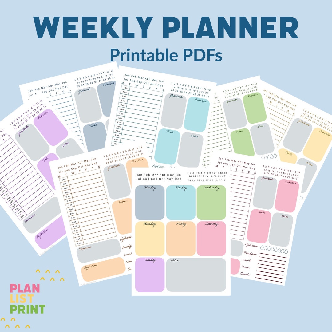 Weekly Planner With Daily Schedule and Tracker Digital Printable PDF - Etsy