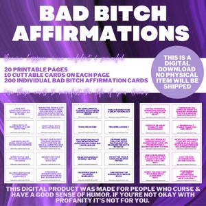 Bad Bitch Affirmation Cards Digital Download, Positive Affirmation ...