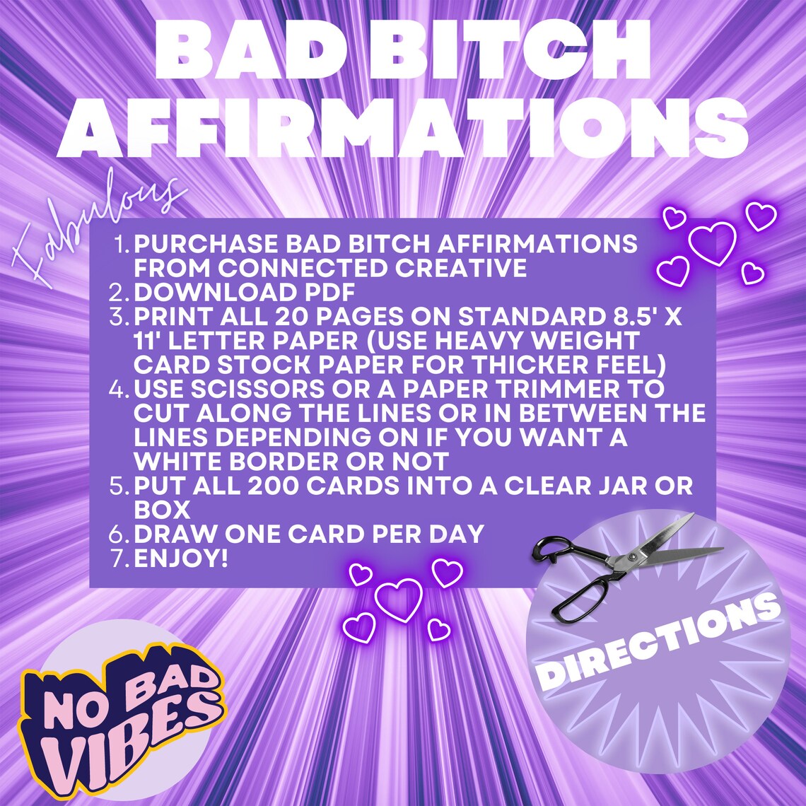 Bad Bitch Affirmation Cards Digital Download, Positive Affirmation ...