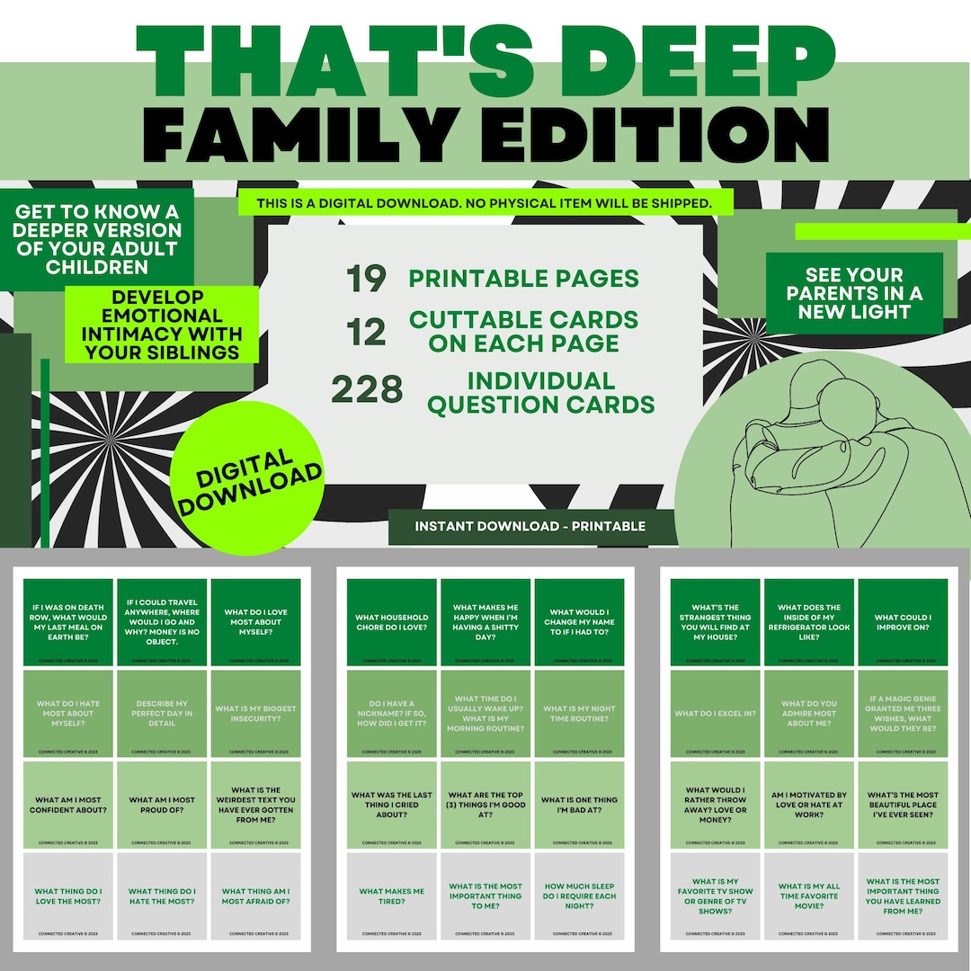 That's Deep Family Edition, Family Bonding Question Cards Digital ...