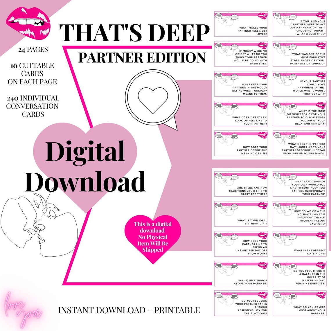 240 Couples Connect Cards Printable Digital Download, Questions for ...