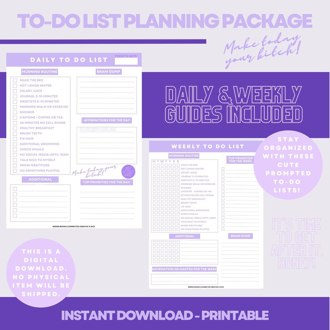 Digital Download Daily Weekly Planner, To-do Lists, Organization ...