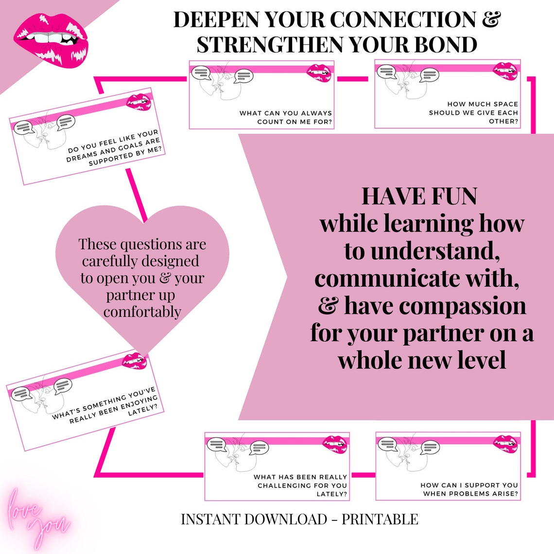 240 Couples Connect Cards Printable Digital Download, Questions for ...