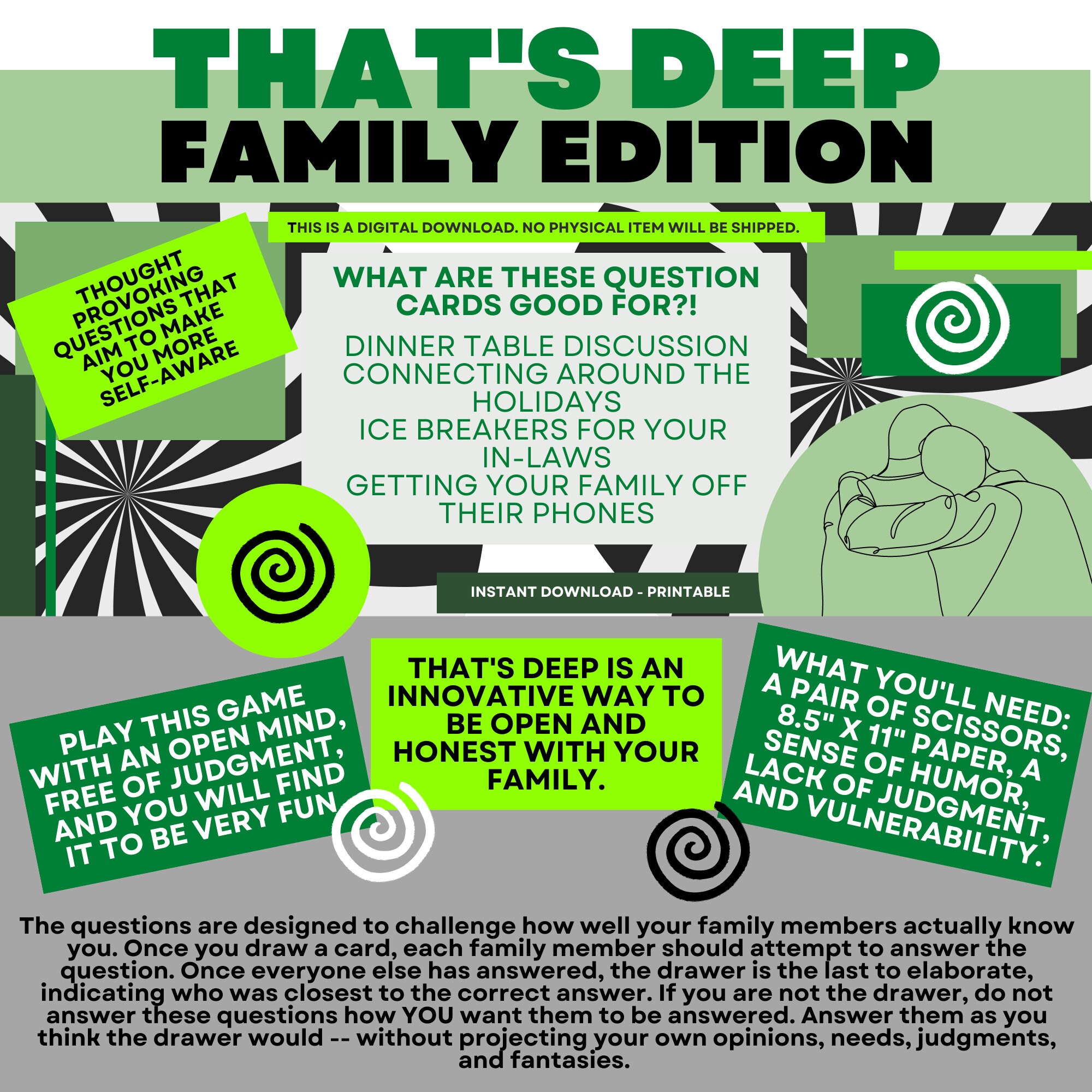 That's Deep Family Edition, Family Bonding Question Cards Digital ...