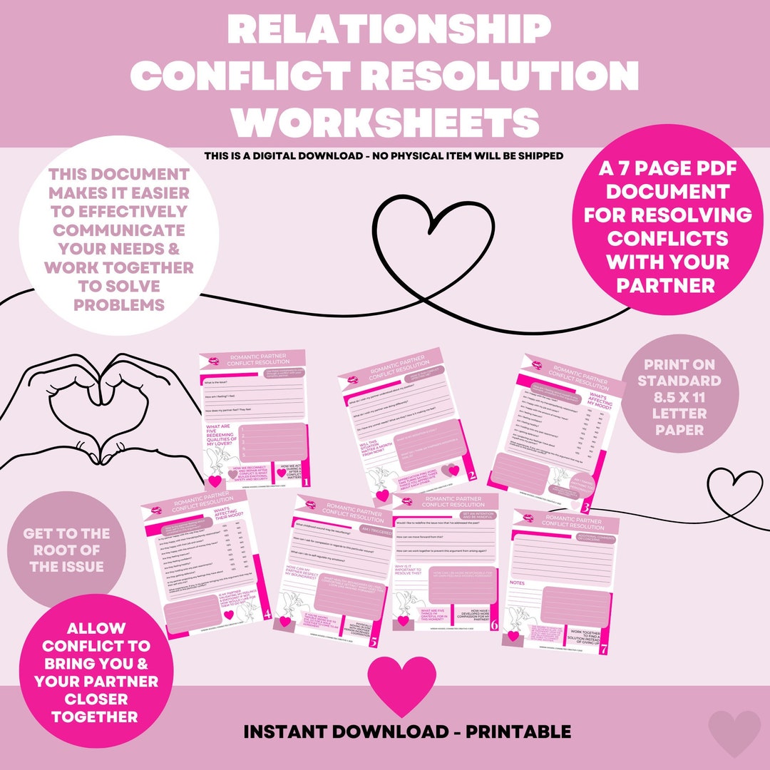 Conflict Resolution Worksheets for Couples Digital Download, Couples ...