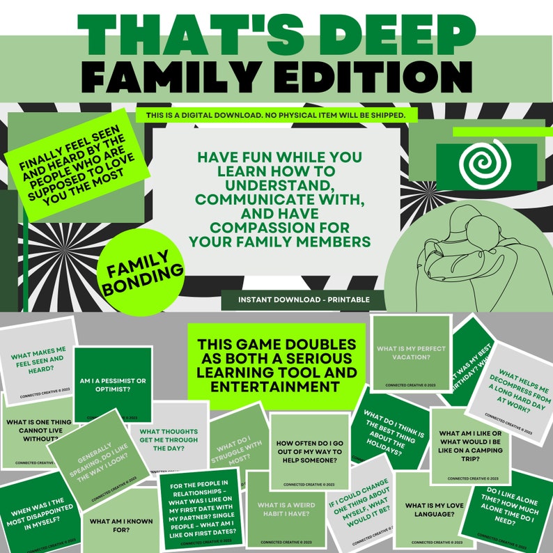 That's Deep Family Edition, Family Bonding Question Cards Digital ...