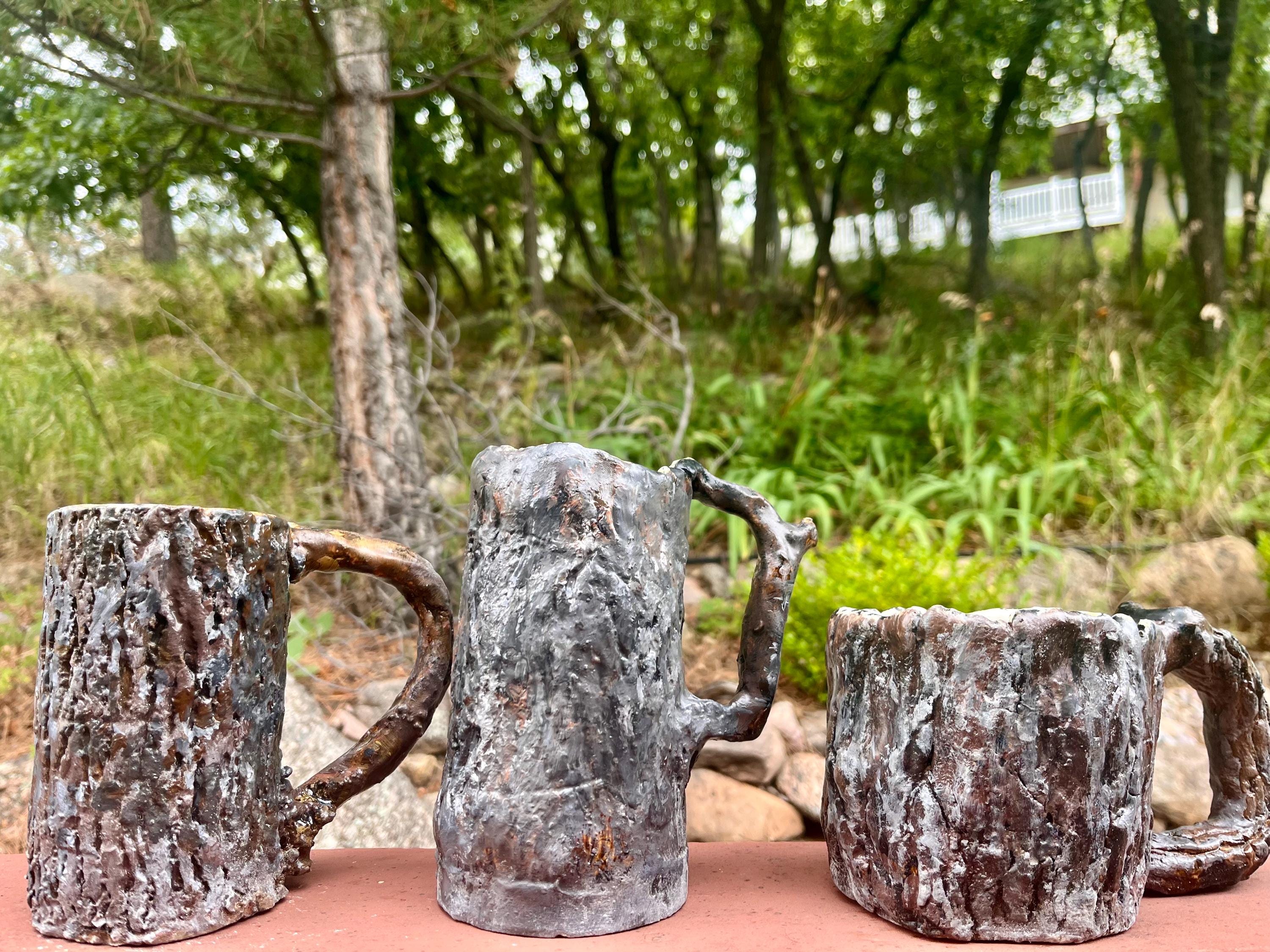 Tree Bark Mugs With Various Sizes. Handmade and Hand-carved ...