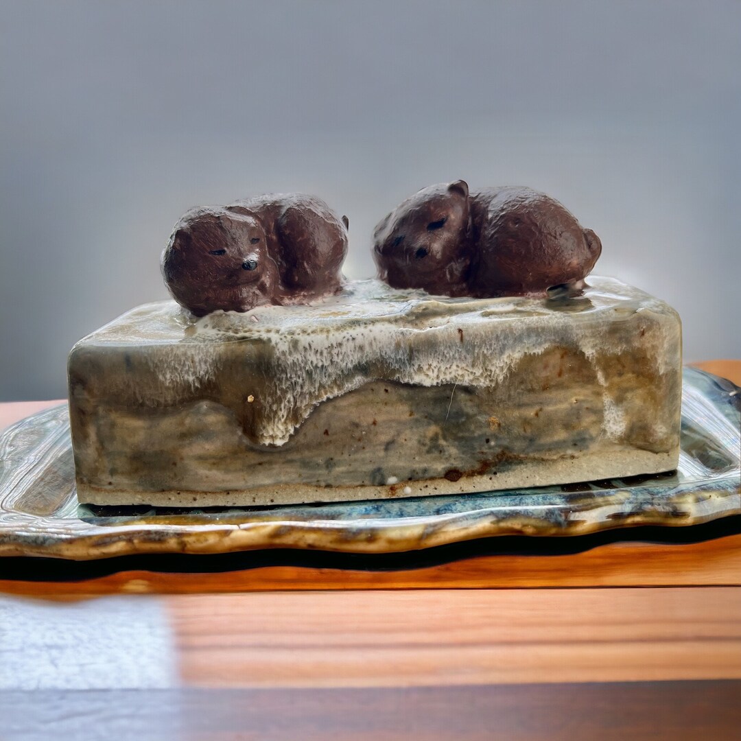 Ceramic Butter Dish. Sleeping Black Bears, Polar Bears, or Brown Bears ...