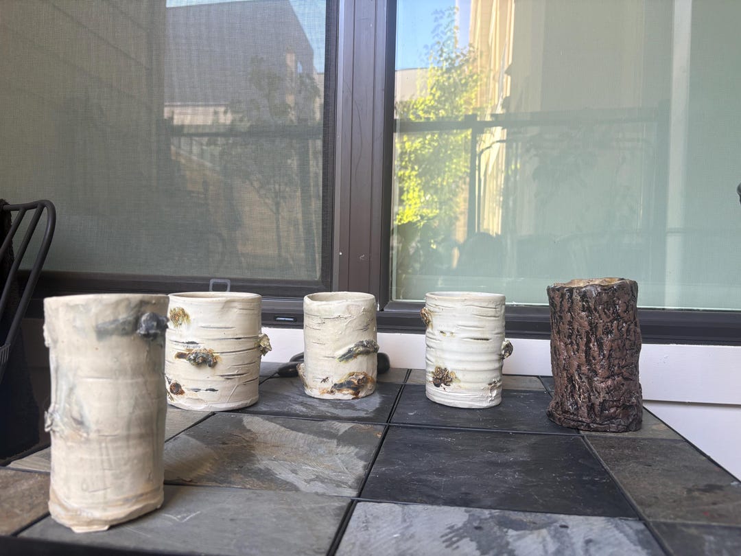 Hand-carved Vases Aspen & Birch Tree Ceramic-tiny, Small, Medium, and ...