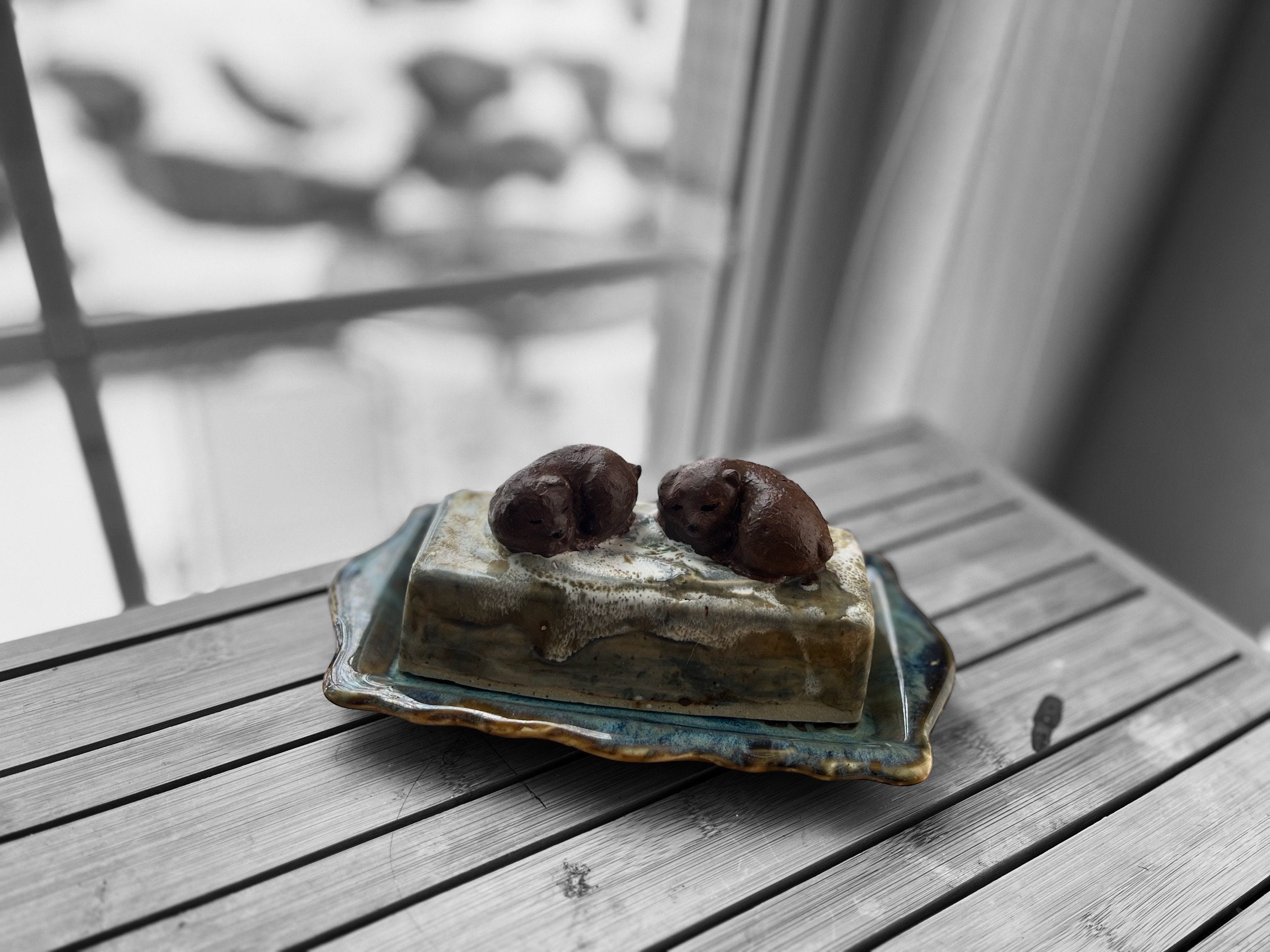 Ceramic Butter Dish. Sleeping Black Bears, Polar Bears, or Brown Bears ...