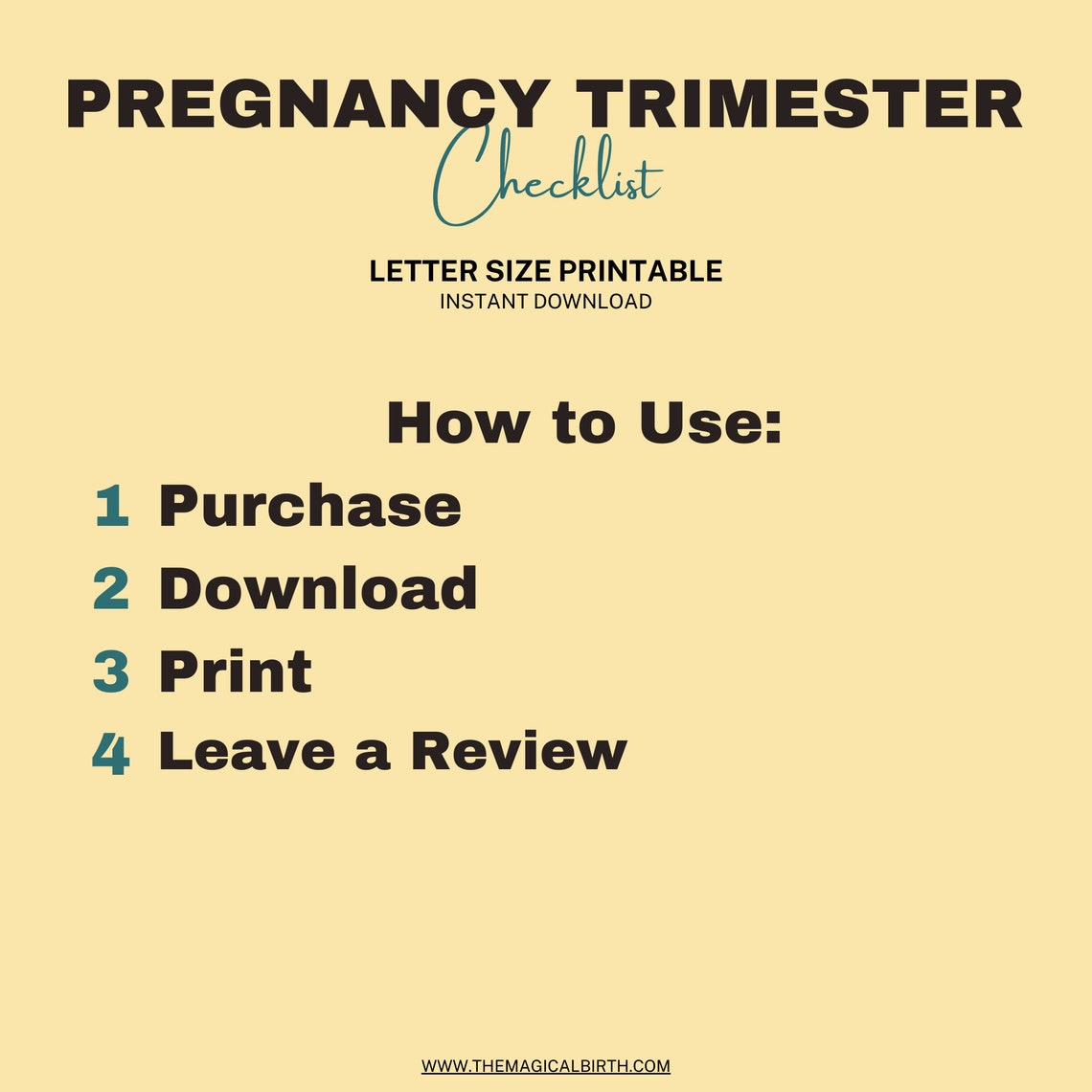 Pregnancy Trimester Checklist Printable Pregnancy to Do List First ...