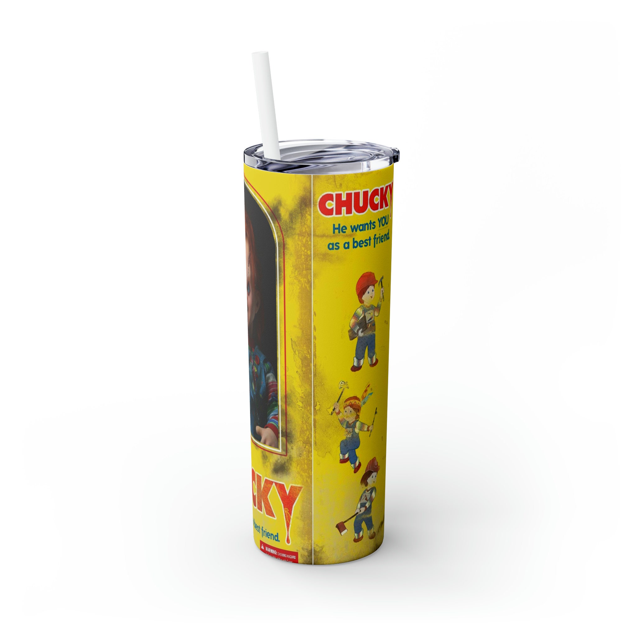 Chucky Doll Skinny Tumbler With Straw Scary Doll Popular Red - Etsy