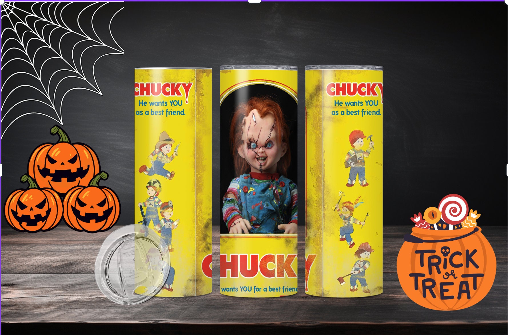 Chucky Doll Skinny Tumbler With Straw Scary Doll Popular Red - Etsy