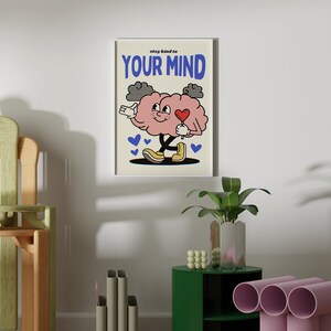 Retro Groovy Print Mental Health Vintage Wall Art 70s Style Trendy ...