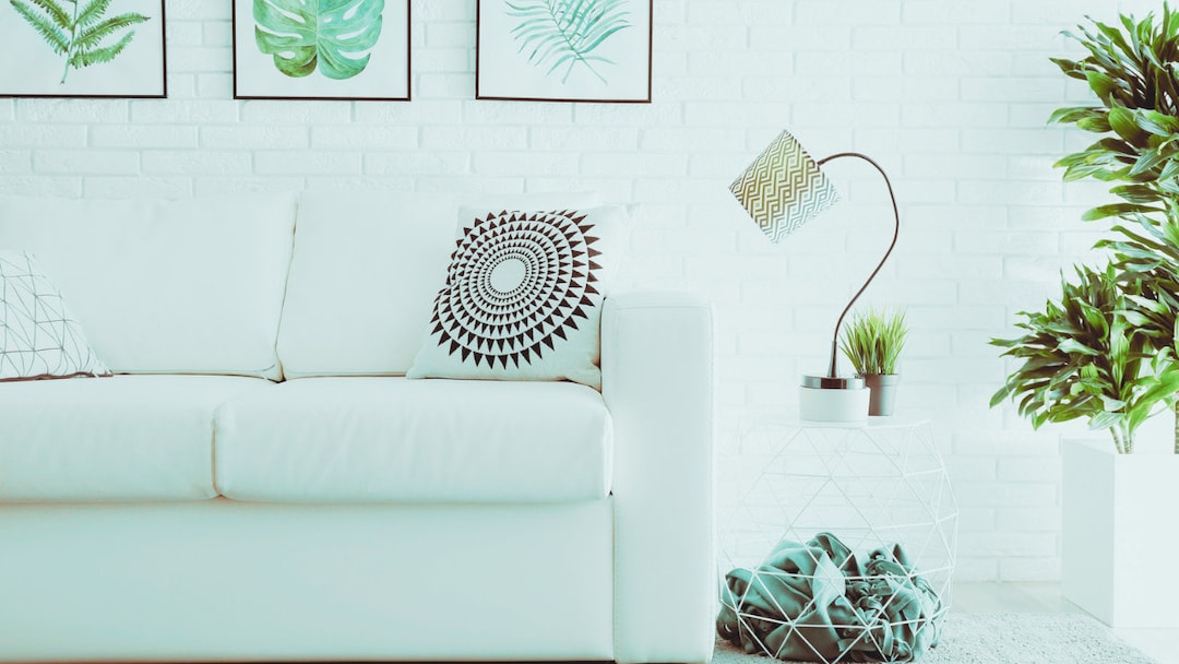 Living Room, White Couch, Brick, Plants, Zoom Background, Microsoft ...