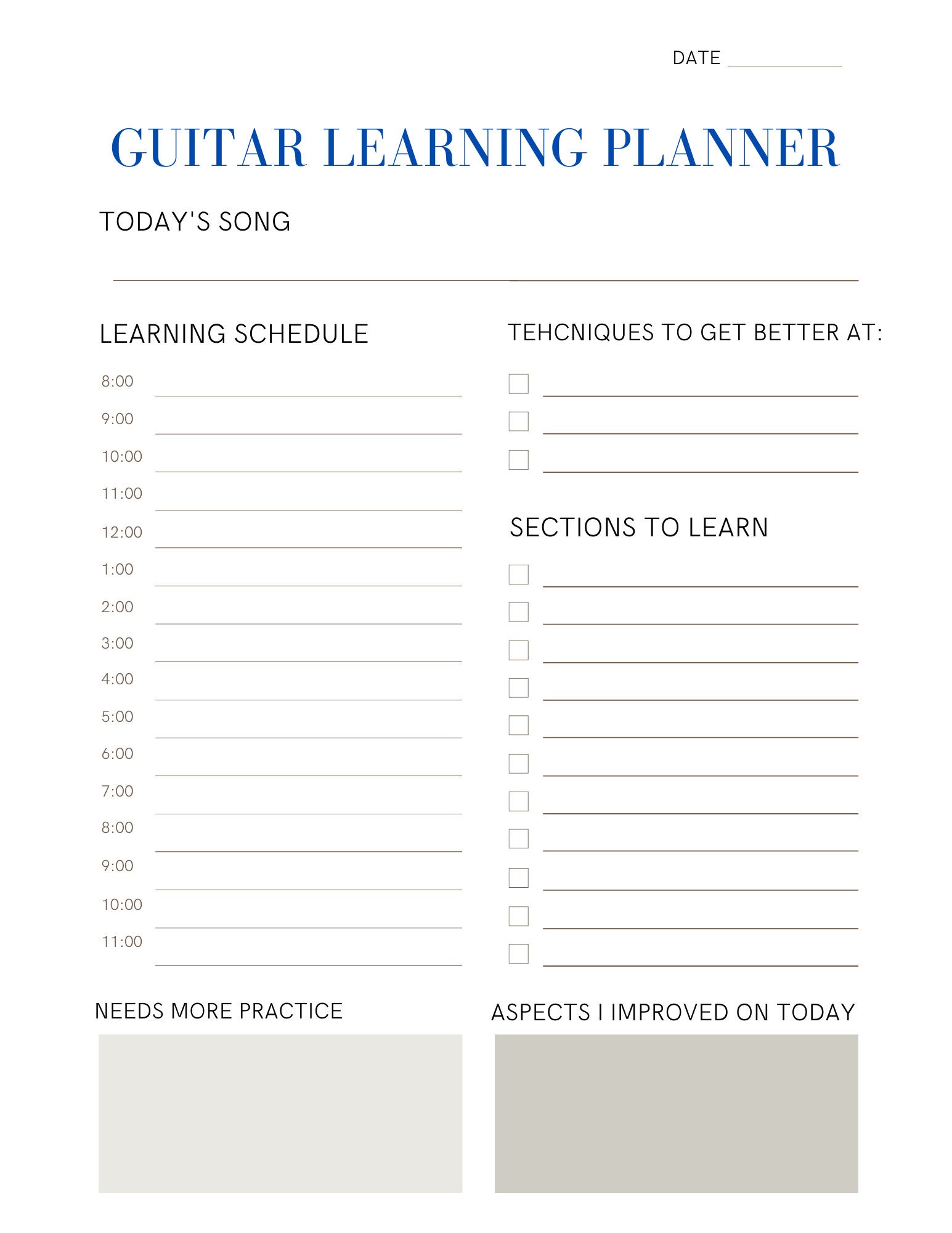 Master Guitar Skills | the Complete Guitar Learning Planner | PDF ...