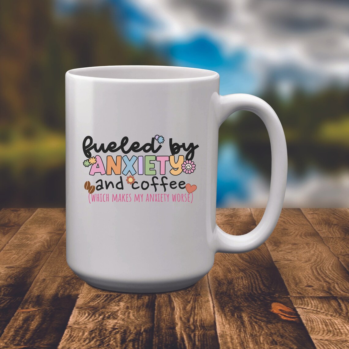 Funny Anxiety Mug, Fueled by Anxiety and Coffee, Coffee and Anxiety ...