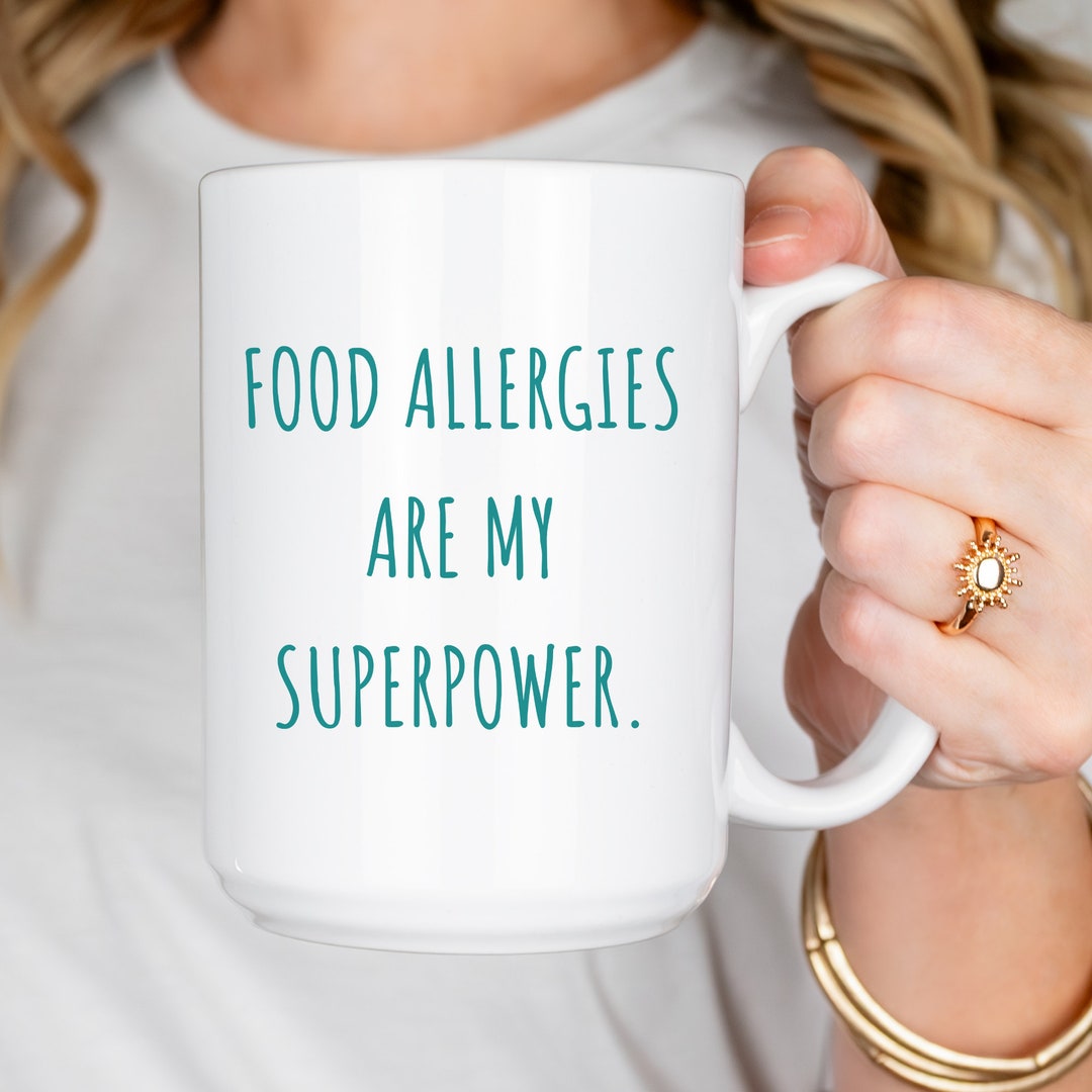 Funny Food Allergy Gift, Food Allergies Mug, Teal Allergy Coffee Cup ...