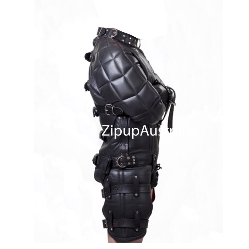 Real Leather Heavy Duty Padded Straitjacket Club Wear Straight Jacket ...