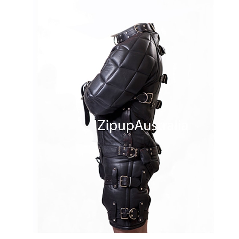 Real Leather Heavy Duty Padded Straitjacket Club Wear Straight Jacket ...