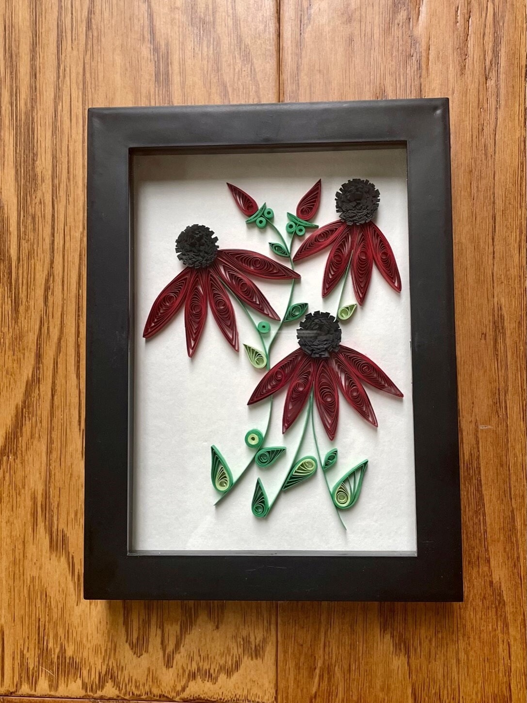 Paper Quilled Flowers Wall Art in a Shadow Box Frame! Coneflowers ...