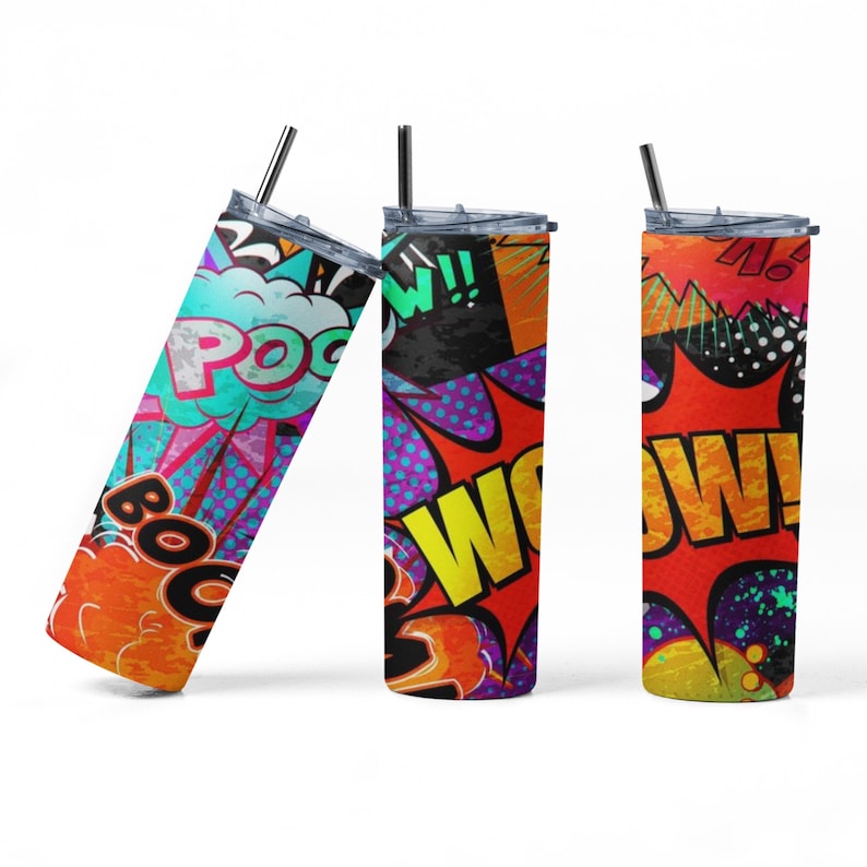 Comic Wow Tumbler Wrap, COMIC Strip PNG Sublimation Designs Download ...