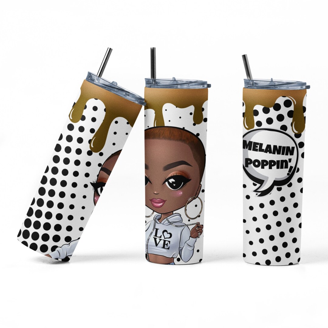 Melanin Poppin Tumbler Wrap, Black Girl Magic PNG Sublimation Designs ...
