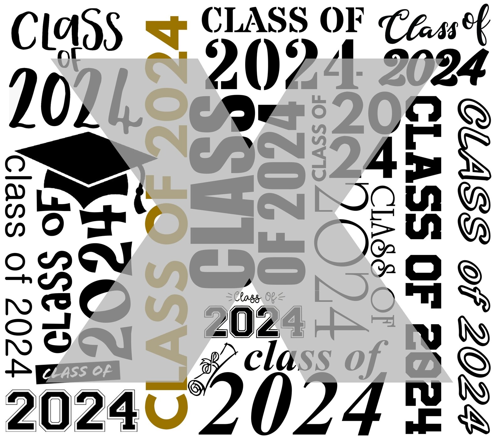 Class of 2024 Word Art Tumbler Wrap, PNG Sublimation Designs Download ...